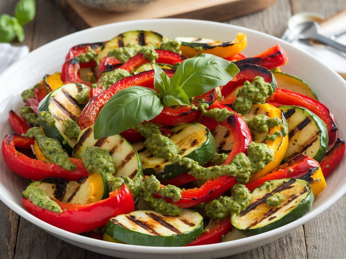 Ultimate Grilled Vegetable Salad with Homemade Basil Pesto