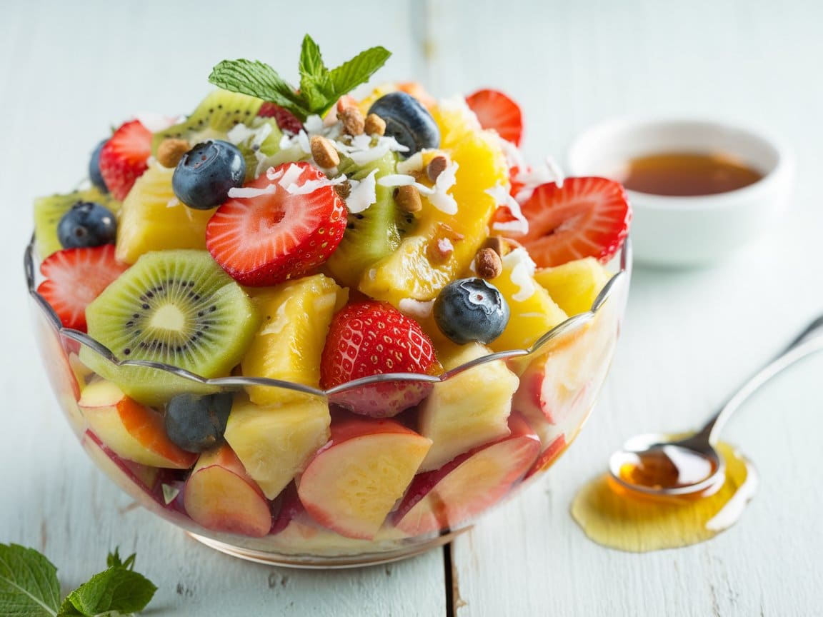 Fruit Salad with Honey Lime Dressing - Amazing Food & Drink